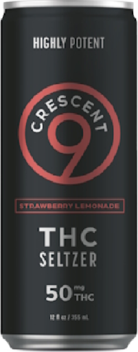 Crescent 9 High Potency Strawberry Lemonade THC Seltzer - 50 mg THC 4 Pack